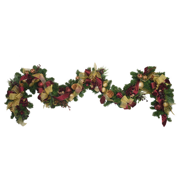 Creative Displays, Inc. Holiday 9' Garland with Burgundy Hydrangeas and ...