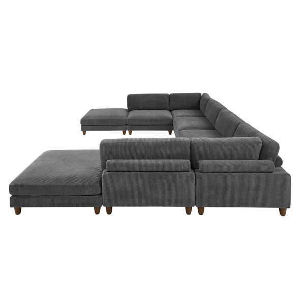 Wade Logan® 8 - Piece Upholstered Sectional & Reviews | Wayfair