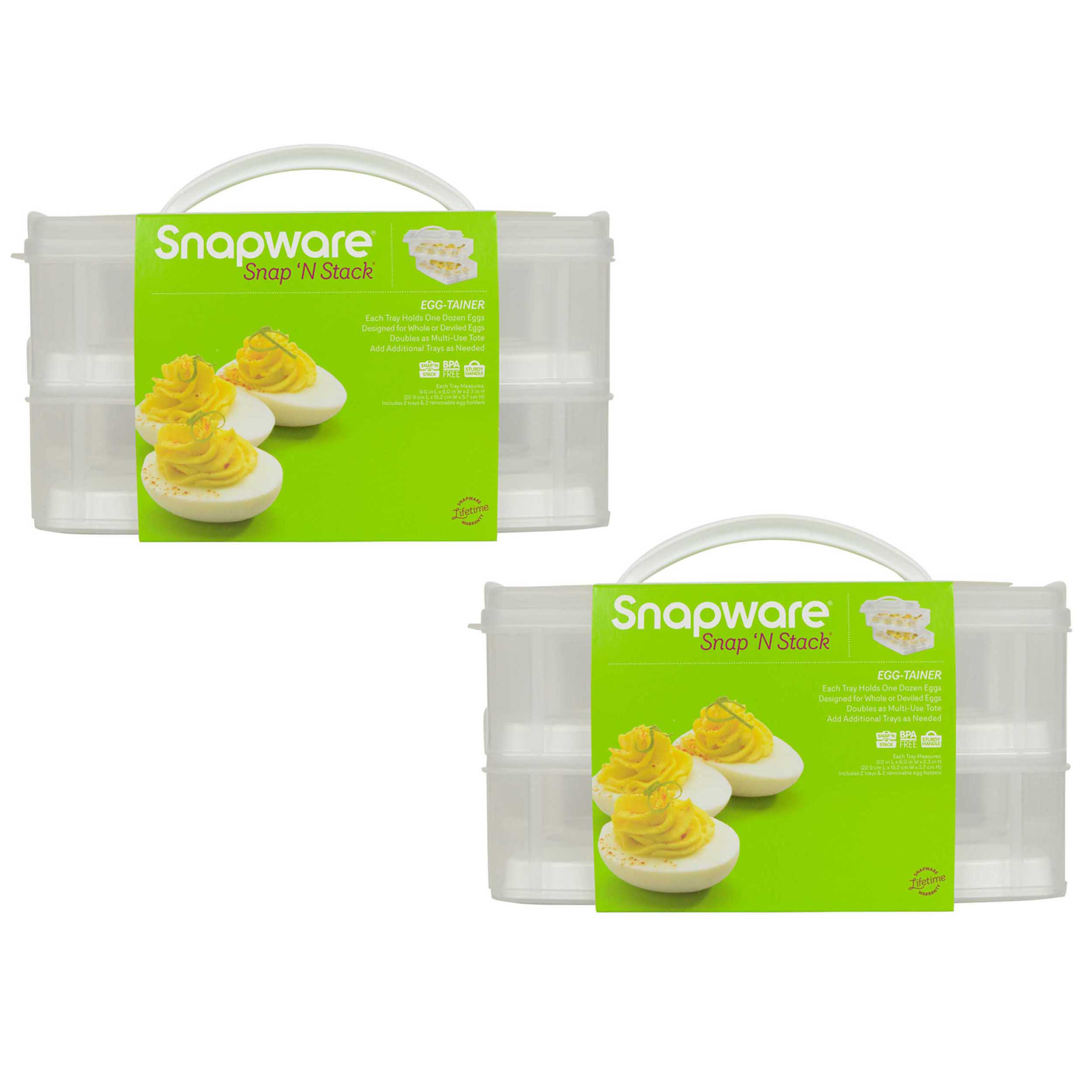 Snapware 2-Layer Snap N Stack Food Storage With Egg Holder Trays - 2 ...