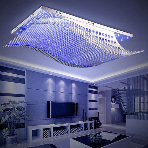 Mercer41 Modern Crystal Flush Mount LED Ceiling Light Pendant & Reviews ...