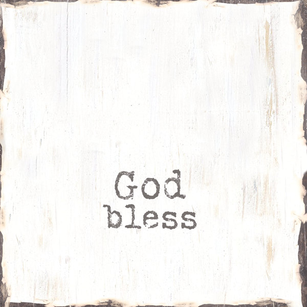 Trinx God Bless White Wood - Wrapped Canvas Textual Art | Wayfair