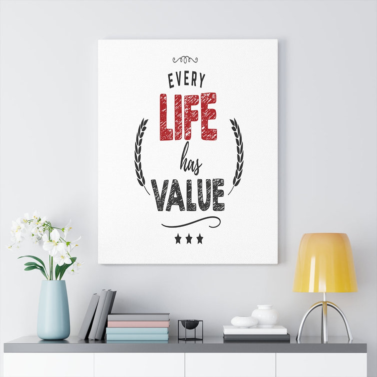 Blue Elephant Every Life Has Value - Wrapped Canvas Typography ...