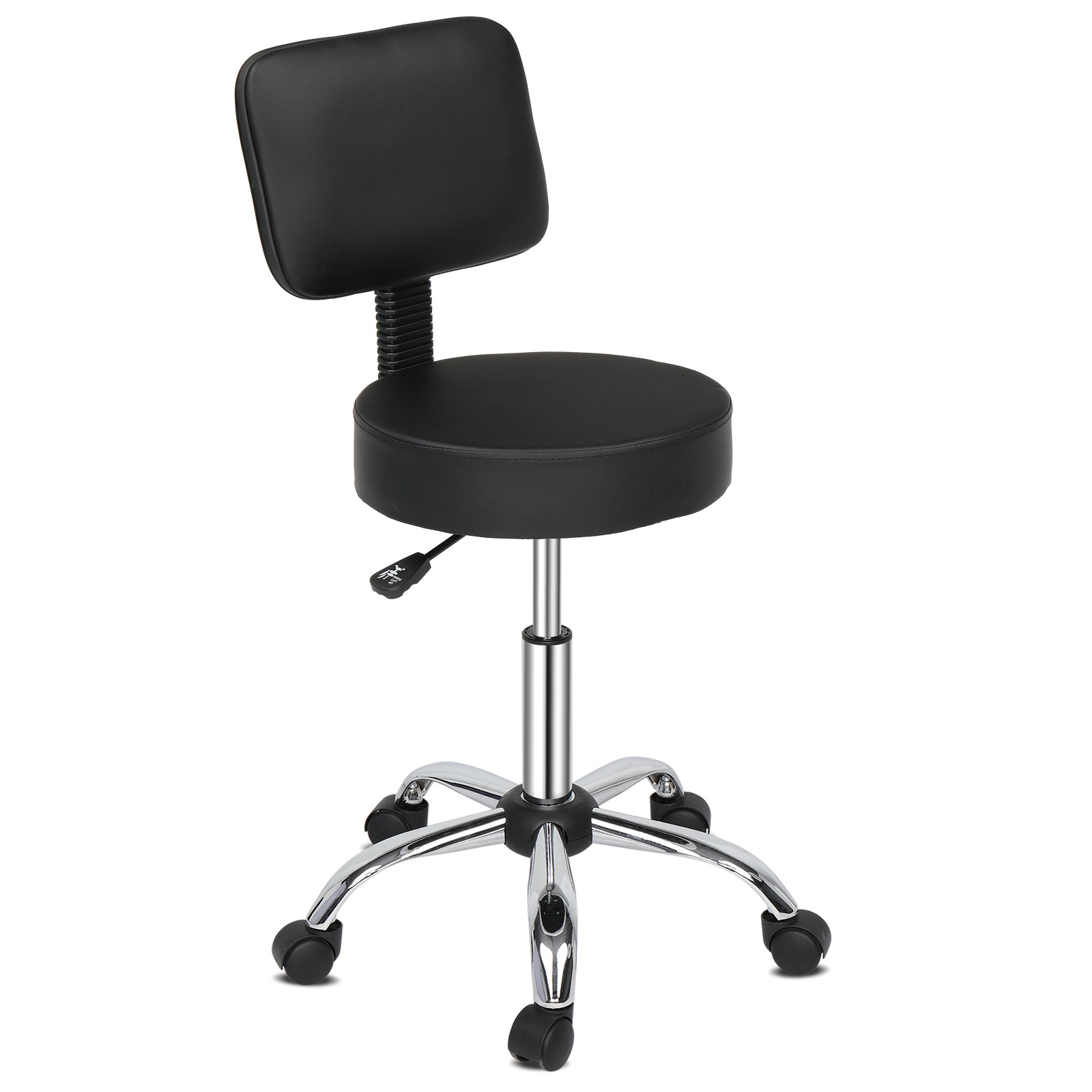 Latitude Run® Height Adjustable Shop Stool with Back Support | Wayfair