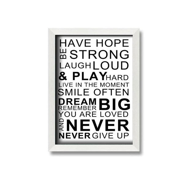 Maturi Family Quote Have Hope Be Strong Laugh Loud Wall Art | Wayfair.co.uk