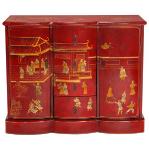 Oriental Furniture Red Lacquer Cabinet - Courtyard | Wayfair