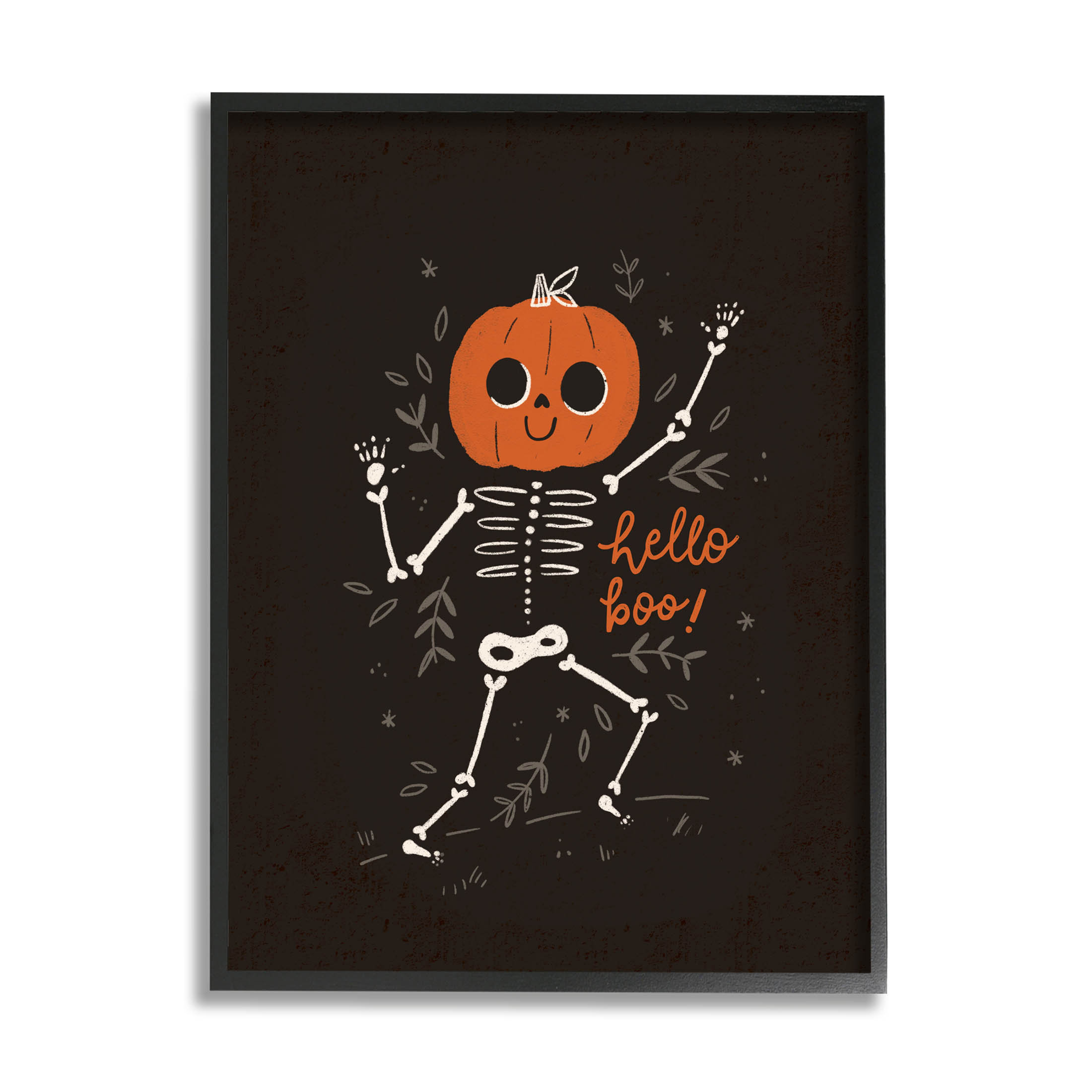 Stupell Industries Hello Boo Halloween Smiling Skeleton by - Floater ...