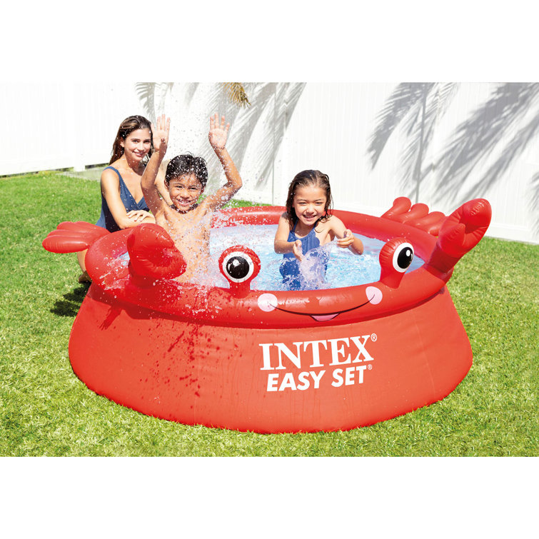 Intex Happy Crab Easy Set 6ft x 20in Round Inflatable Ring Kiddie Pool ...