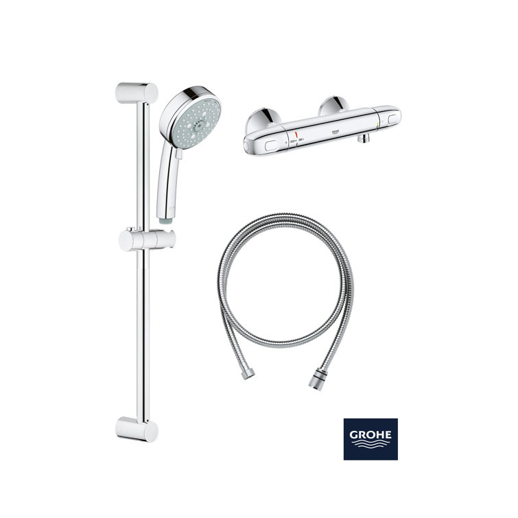 GROHE Grohtherm Thermostatic Complete Shower System with Rough-in Valve ...
