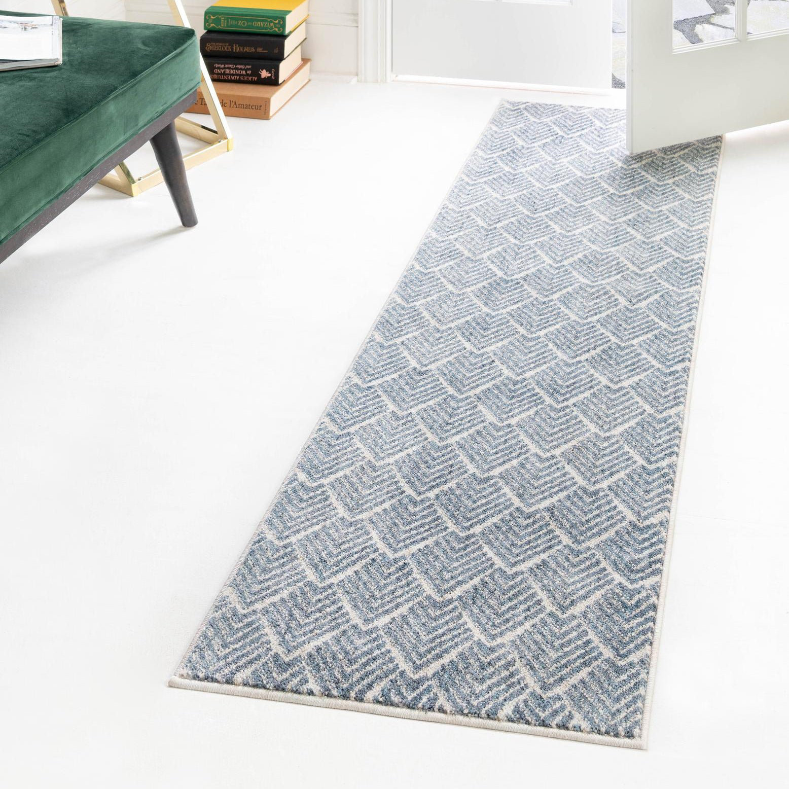 Everly Quinn Jera Performance Harbor Blue Rug & Reviews | Wayfair