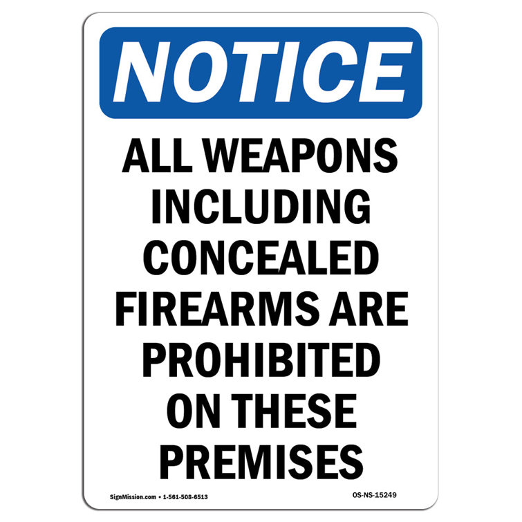 SignMission All Weapons Prohibited on These Premises Sign | Wayfair