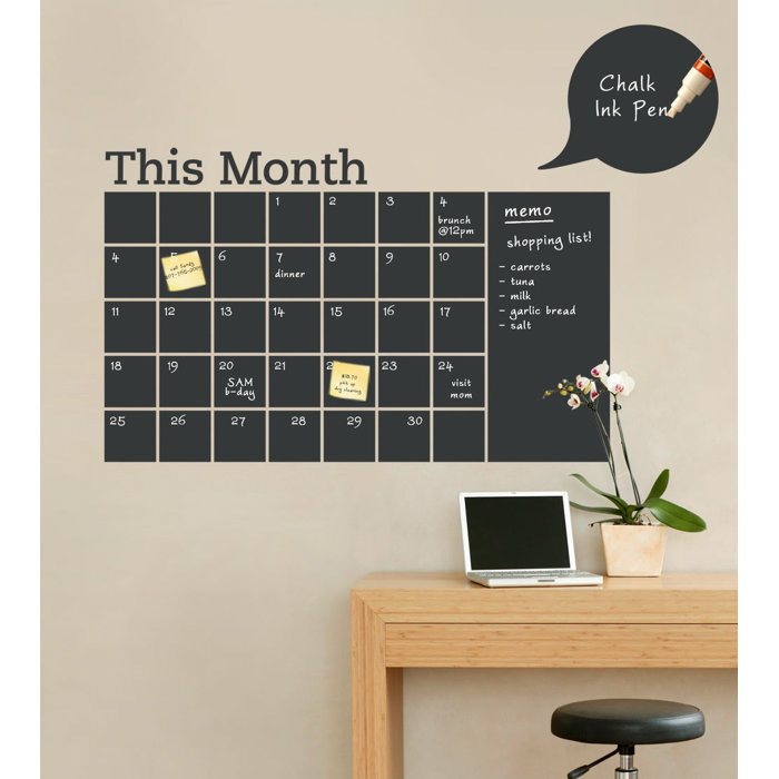 SimpleShapes Calendar with Memo Chalkboard Wall Decal | Wayfair
