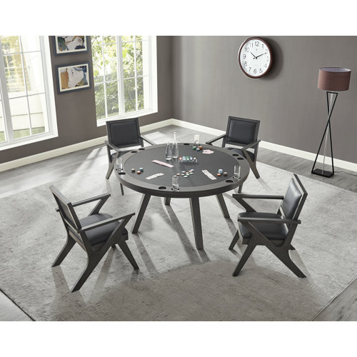 HB Home Mid-Century Modern Poker Table Set In Kona | Wayfair