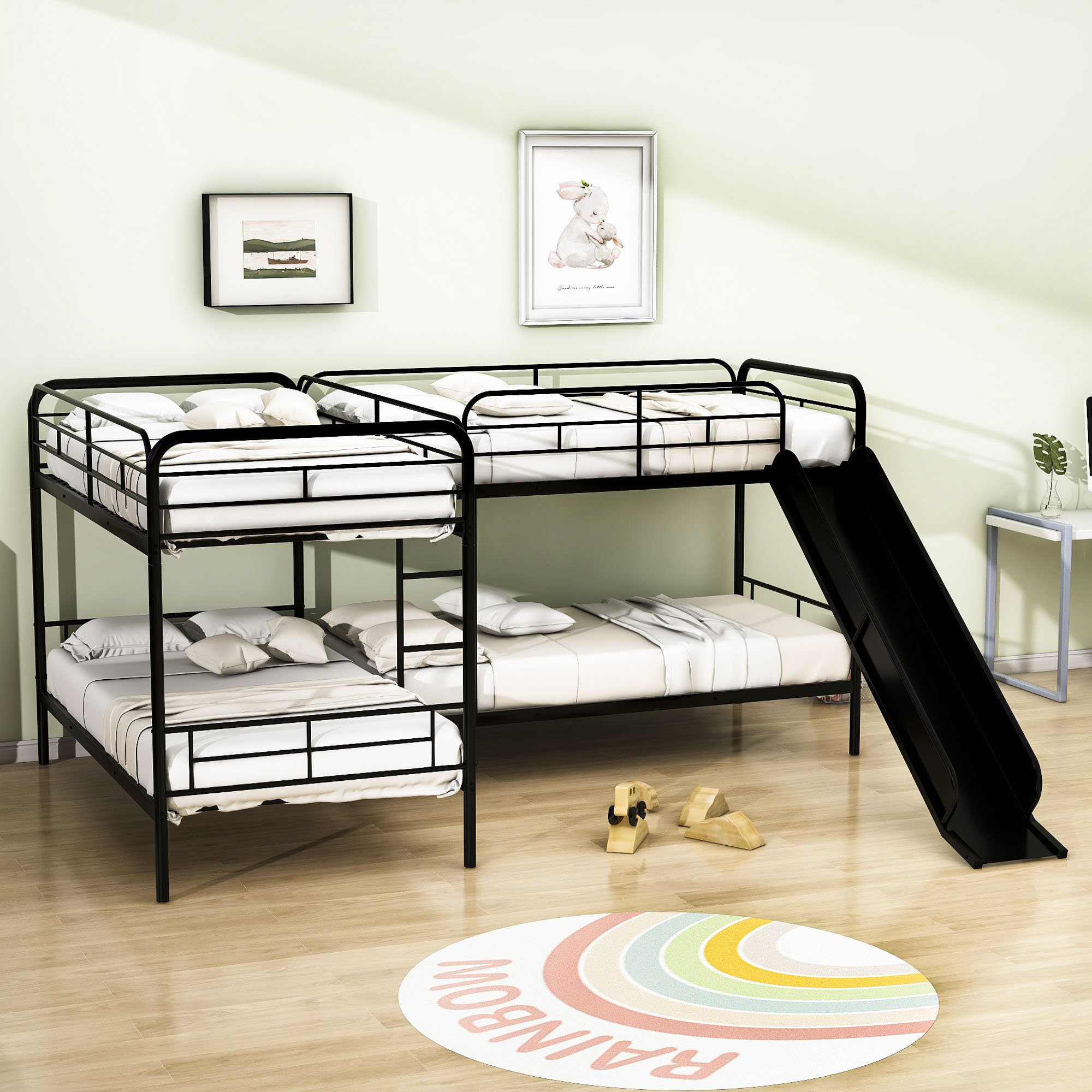 Isabelle & Max™ Emalie Twin over Twin L-Shaped Bunk Bed with Slide ...