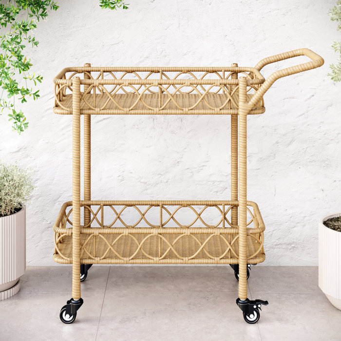 Joss & Main Byron Wicker Bar Cart | Wayfair