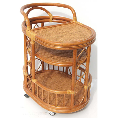 Bayou Breeze Ambrielle Rattan/Wicker Bar Cart | Wayfair