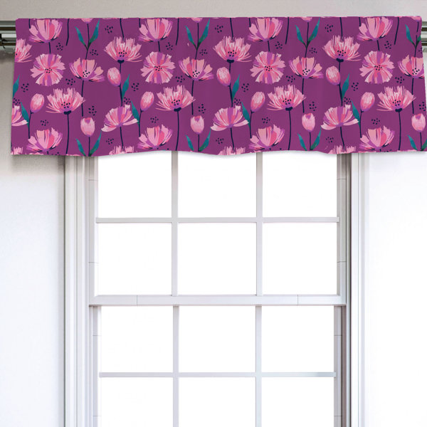 Bless international Floral Sateen Ruffled 54'' Window Valance in Pink ...