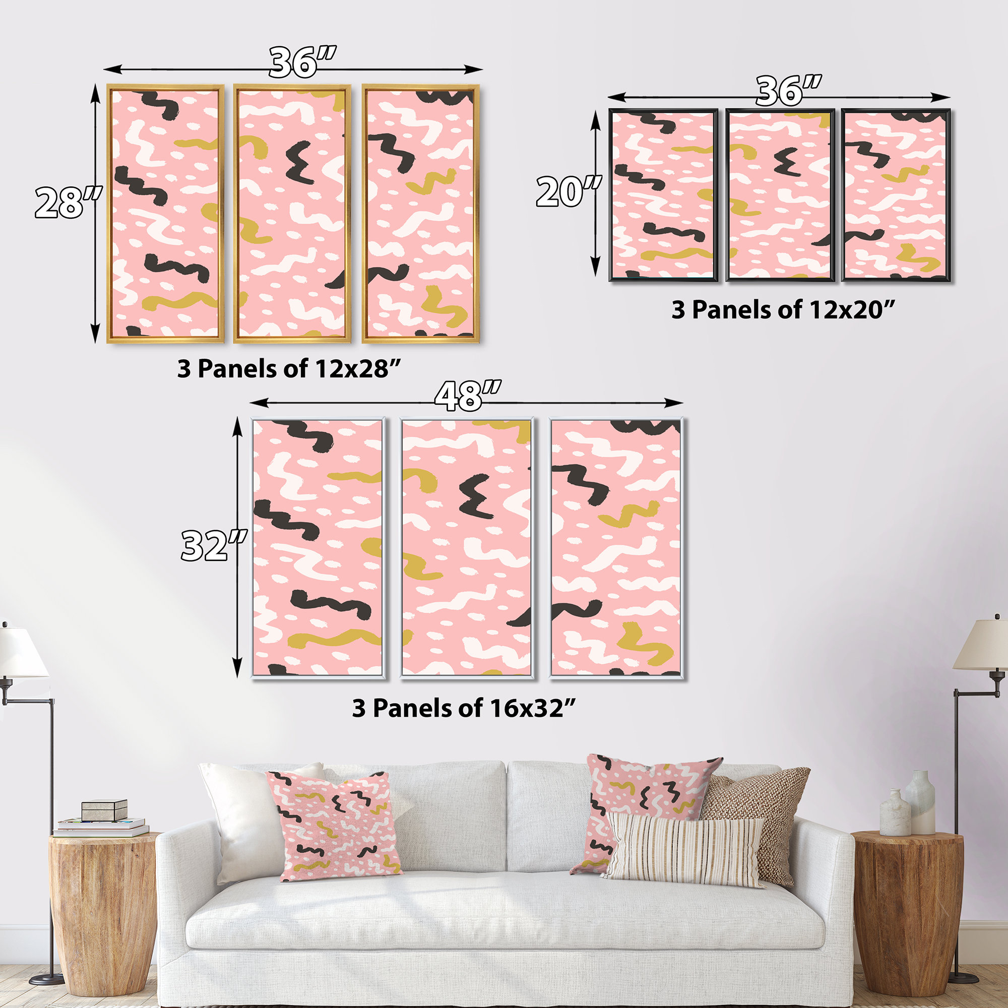 George Oliver Retro Pink Squiggles In Black White And Green II - 3 ...