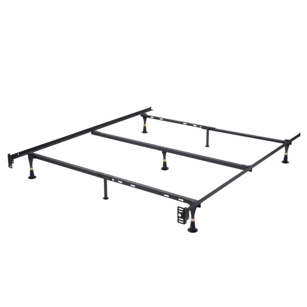 Alwyn Home Adjustable Metal Bed Frame with Center Support Rail, Support ...