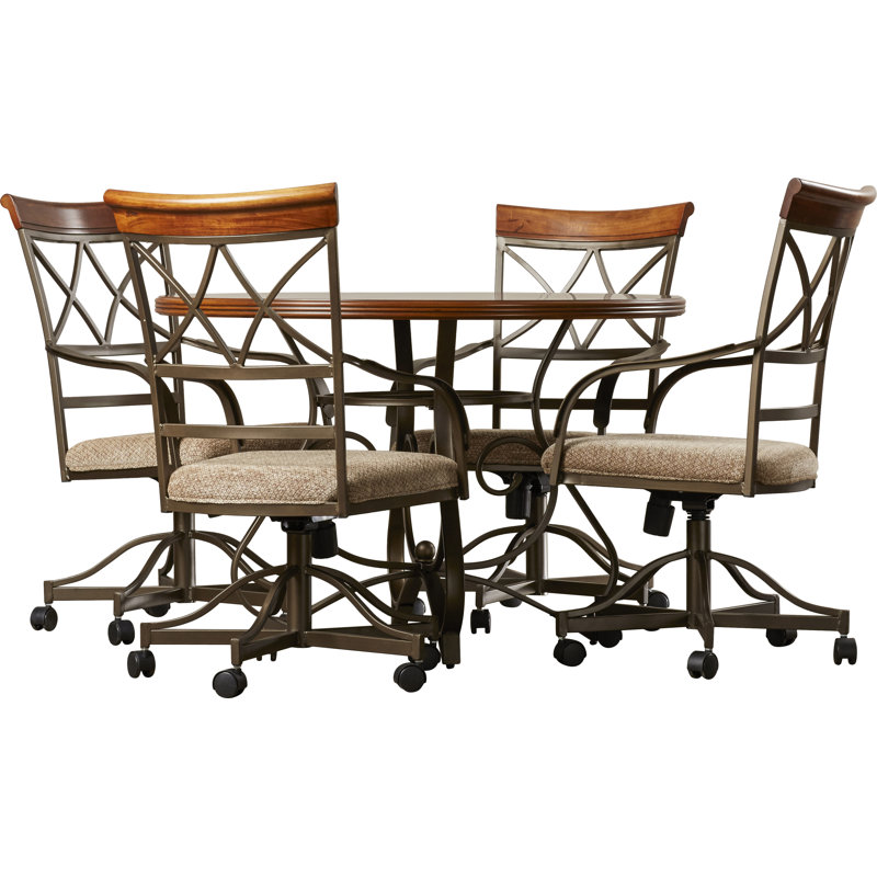 Winston Porter Jefferson 45" Round Table 5 Piece Swivel Dining Set ...