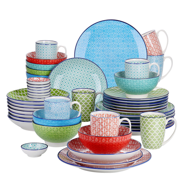 Latitude Run® Jabary Porcelain China Dinnerware Set - Service for 8 ...