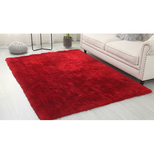Ivy Bronx Shept Mallet Handmade Shag Area Rug in Red & Reviews | Wayfair
