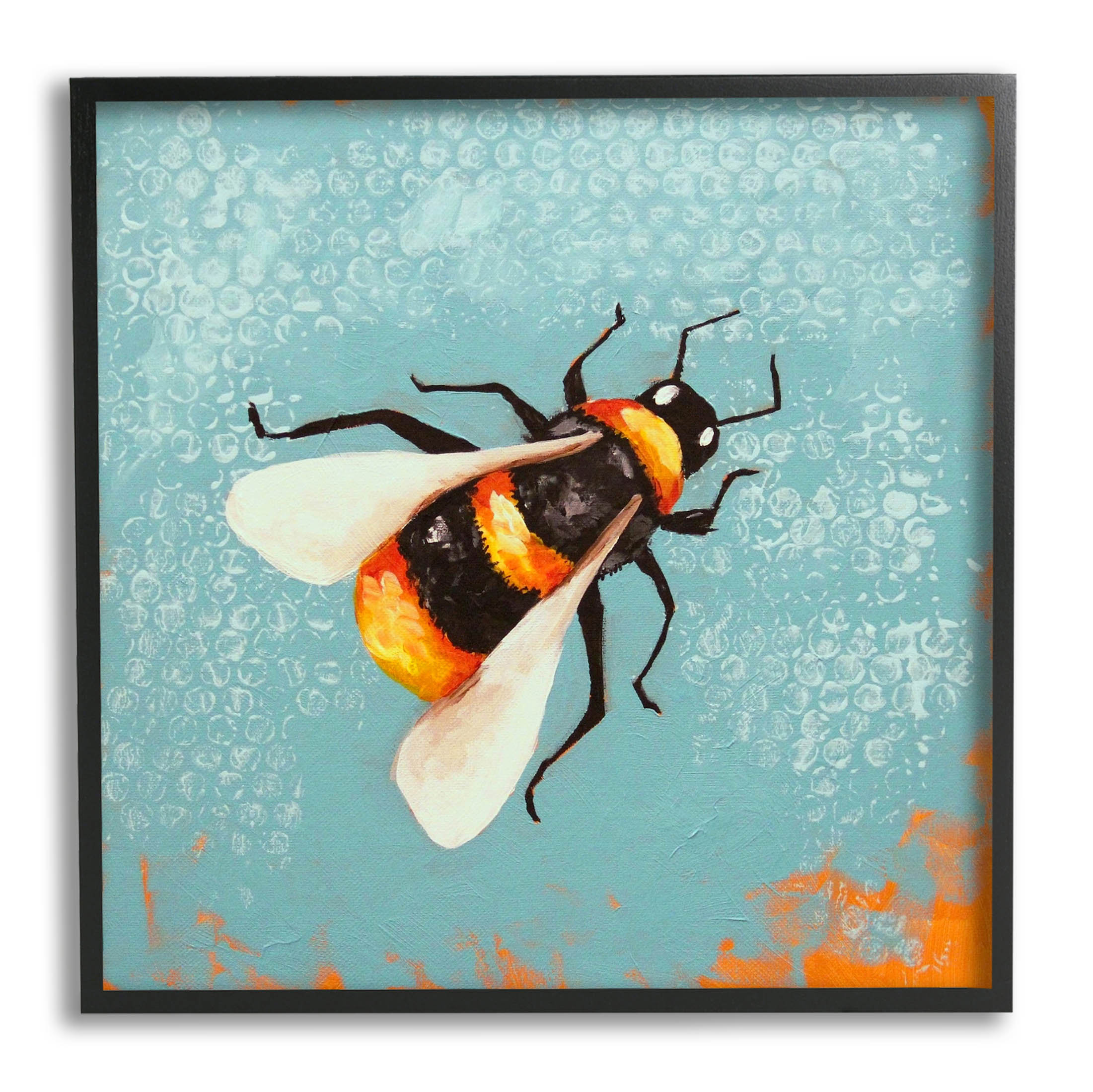Stupell Industries Bumble Bee Blue Hive Pattern by - Painting on Canvas ...