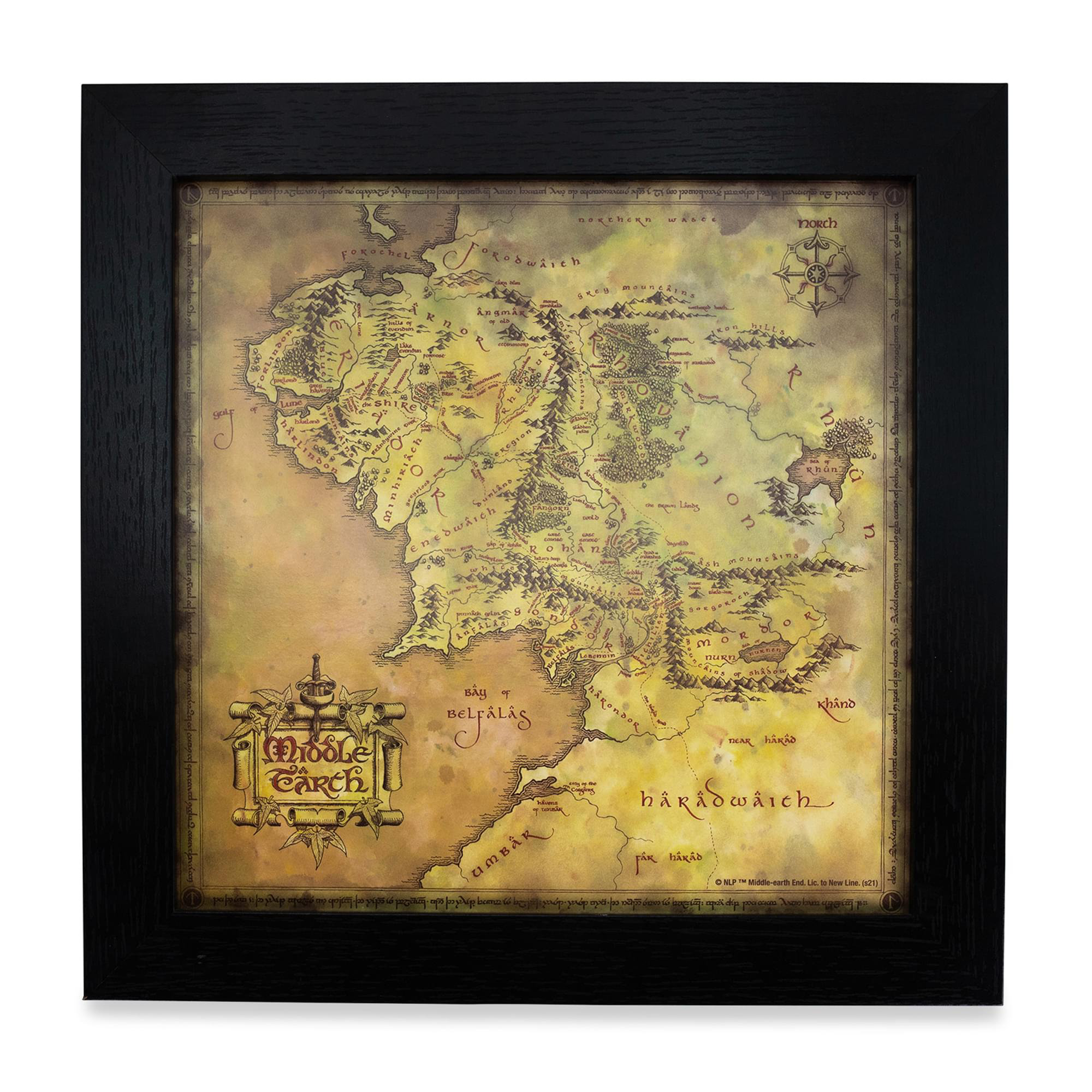 Silver Buffalo The Lord Of The Rings Middle-Earth Map - Picture Frame ...