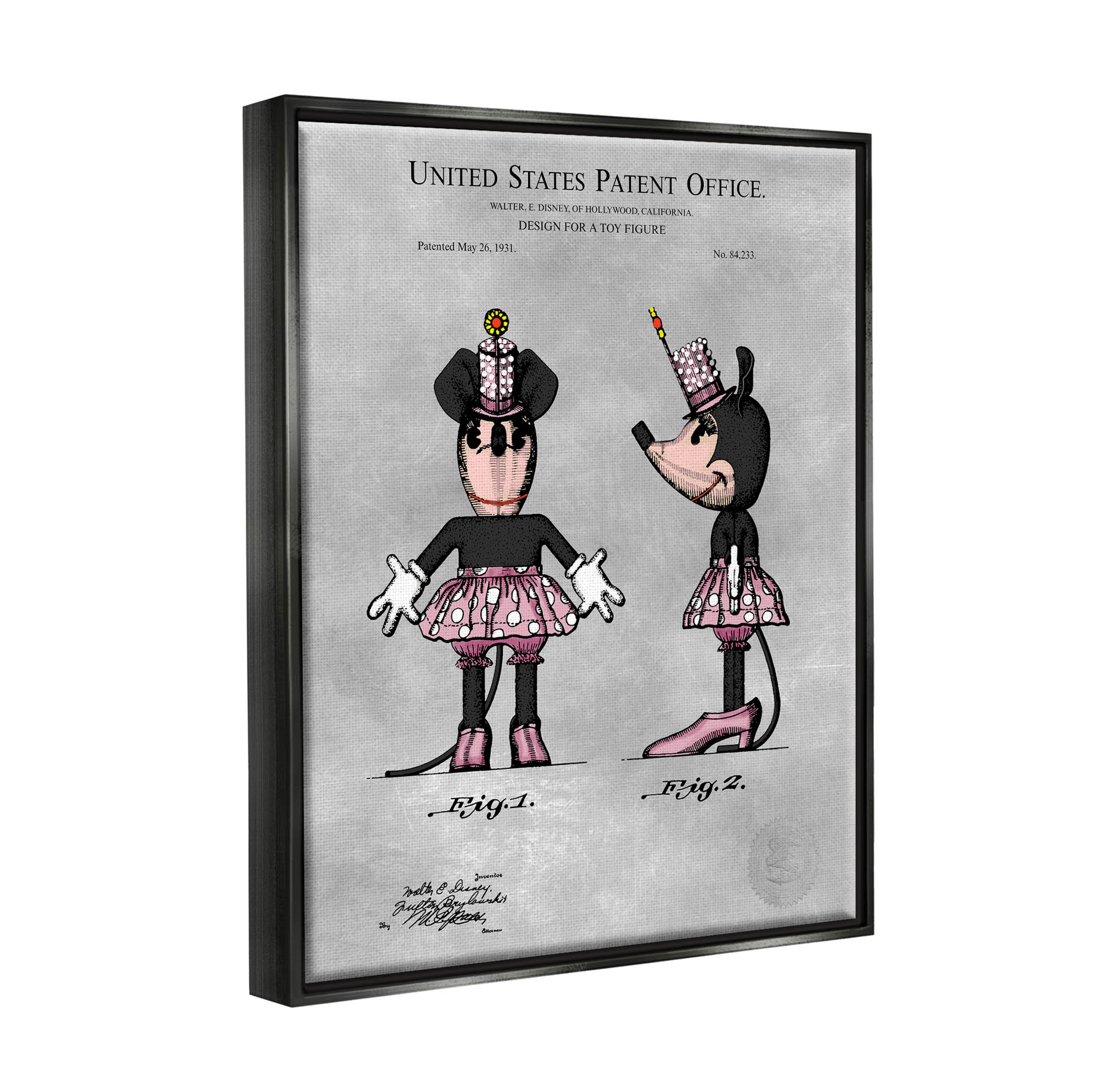 Stupell Industries Vintage Pink Mouse Diagram by - Floater Frame ...