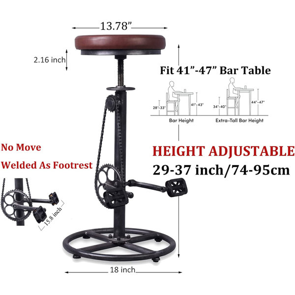 Williston Forge Rustic Swivel Adjustable Bike Stool-29-37" Kitchen ...