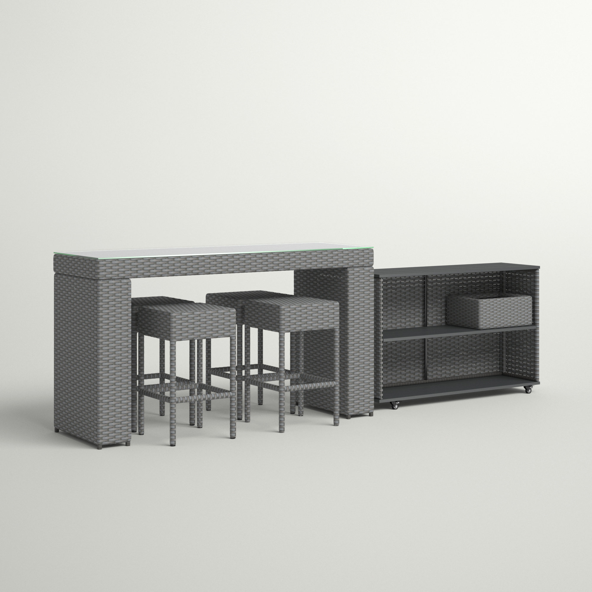 Sand & Stable Farlane Sand & Stable™ Bar Set with Wicker Outer Material ...