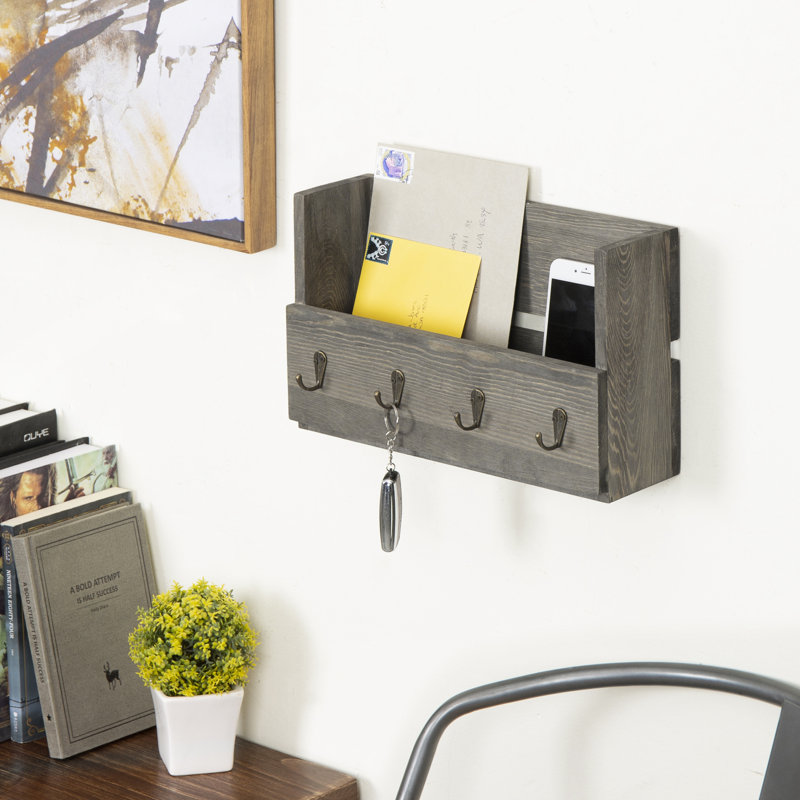 Gracie Oaks Willshire Wall Mail Organizer with Key Hooks & Reviews ...