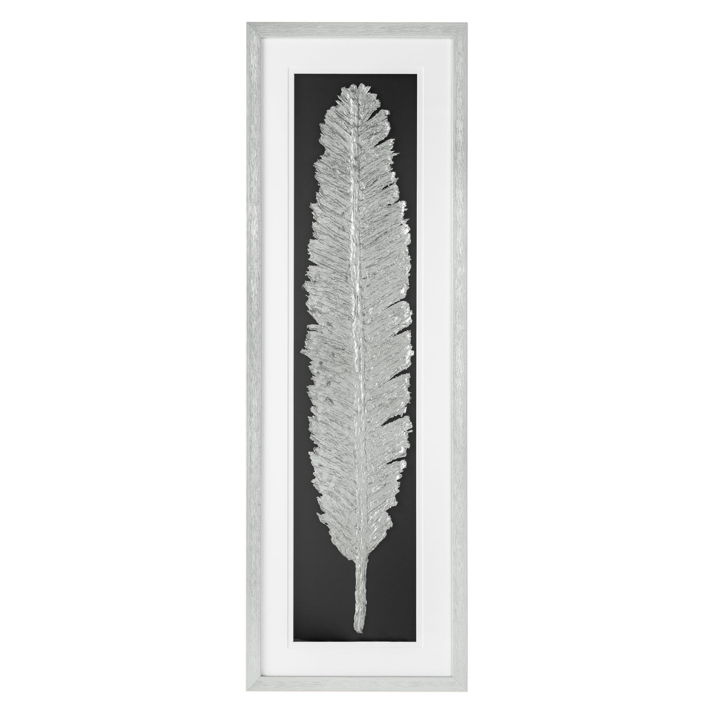Everly Quinn Metallic Feather, Silver Shadow Box - Shadowbox Painting ...