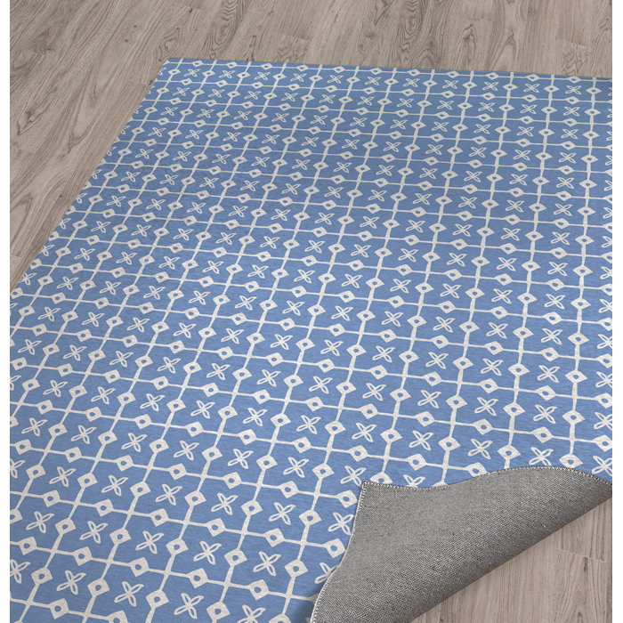 Ebern Designs Aavyn Performance Blue/Periwinkle Rug | Wayfair