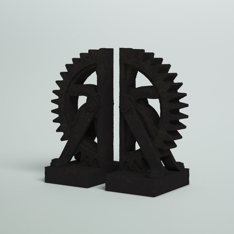 Steelside™ Rusted Gear Non-Skid Bookends & Reviews | Wayfair