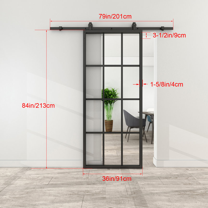 JUBEST Glass Clear Barn Door Without Installation Hardware Kit | Wayfair