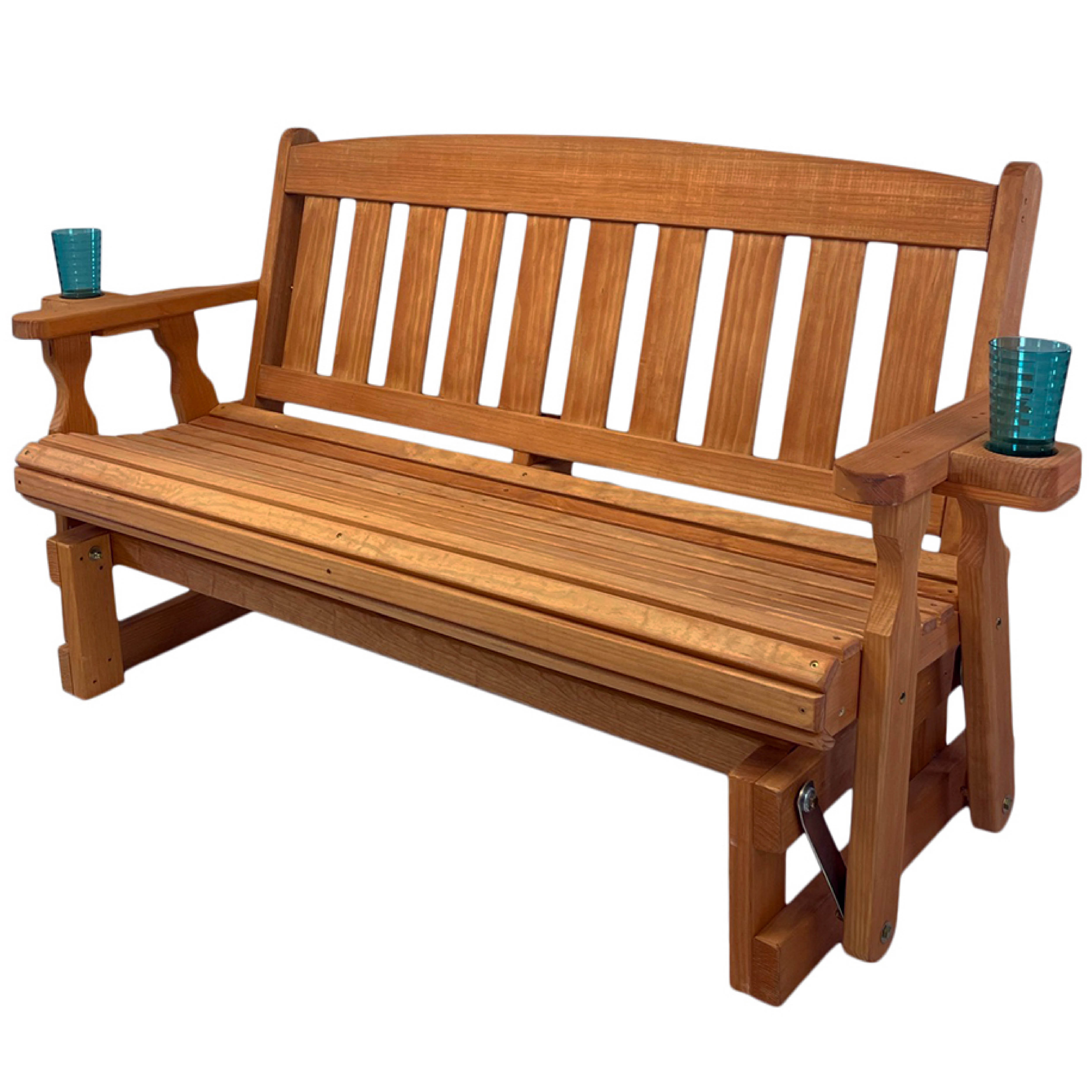 Amish Casual Outdoor Gliding Solid Wood Bench | Wayfair