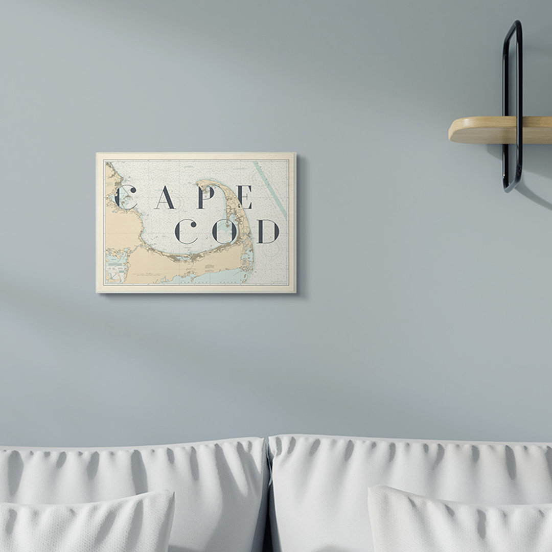 Breakwater Bay Cape Cod Beach Vintage Map Word Design - Graphic Art ...