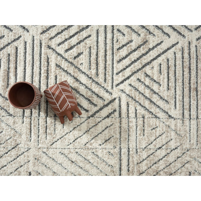 Wrought Studio Acacius Performance Cream/Grey Rug | Wayfair