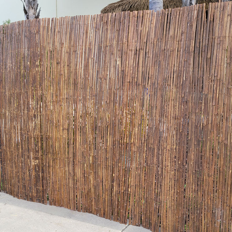 Backyard X-Scapes 6 ft. H x 16 ft. L Carbonized Split Bamboo Fence ...