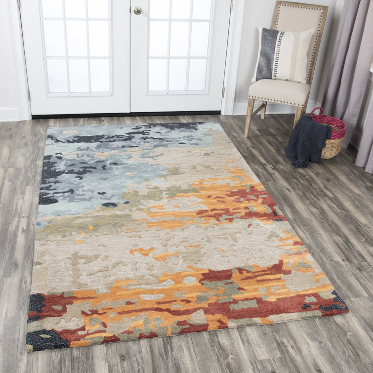 Corrigan Studio® Stearns Abstract Hand-Tufted Tan Area Rug | Wayfair