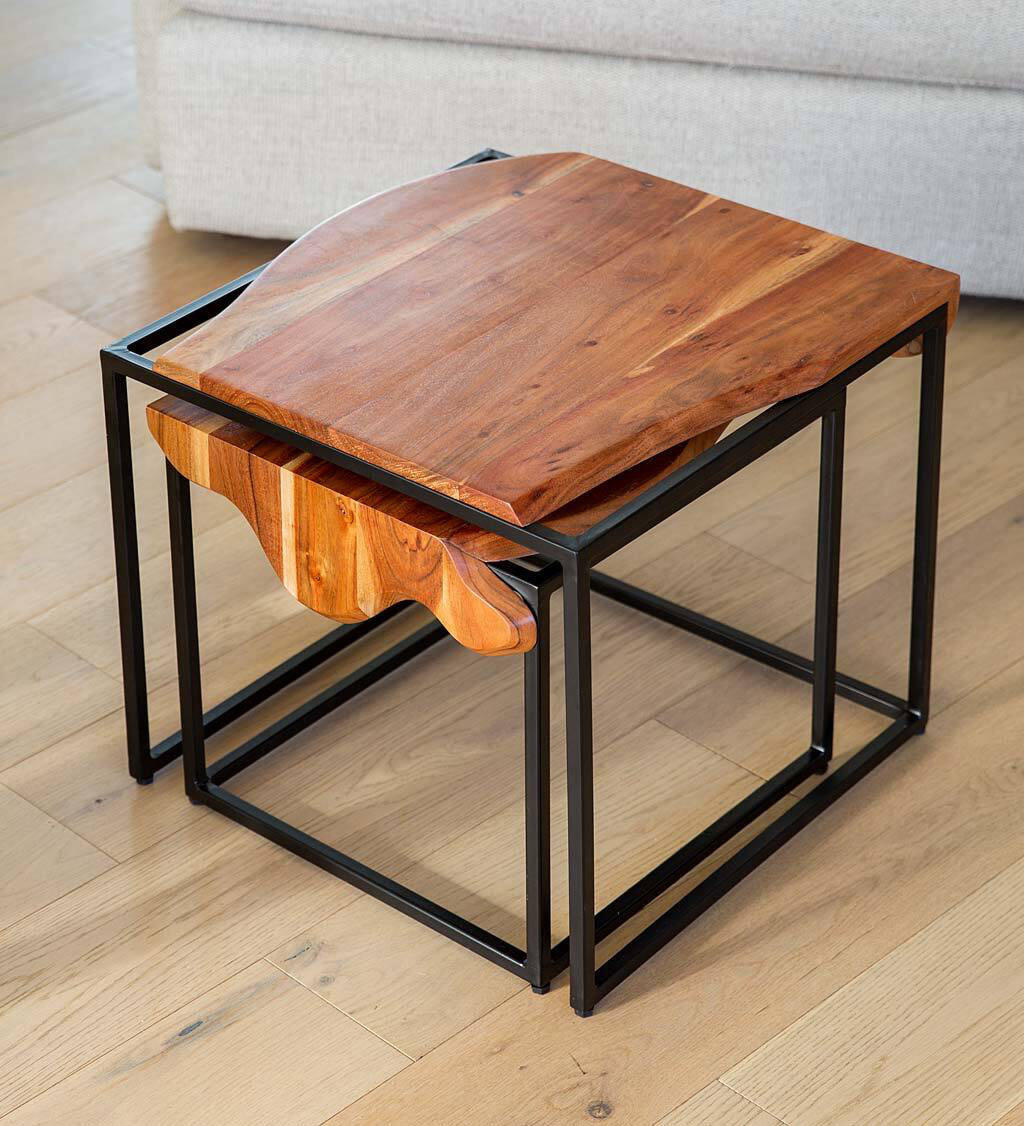 Loon Peak® Cili 17.75'' Tall Solid Wood Nesting Tables | Wayfair