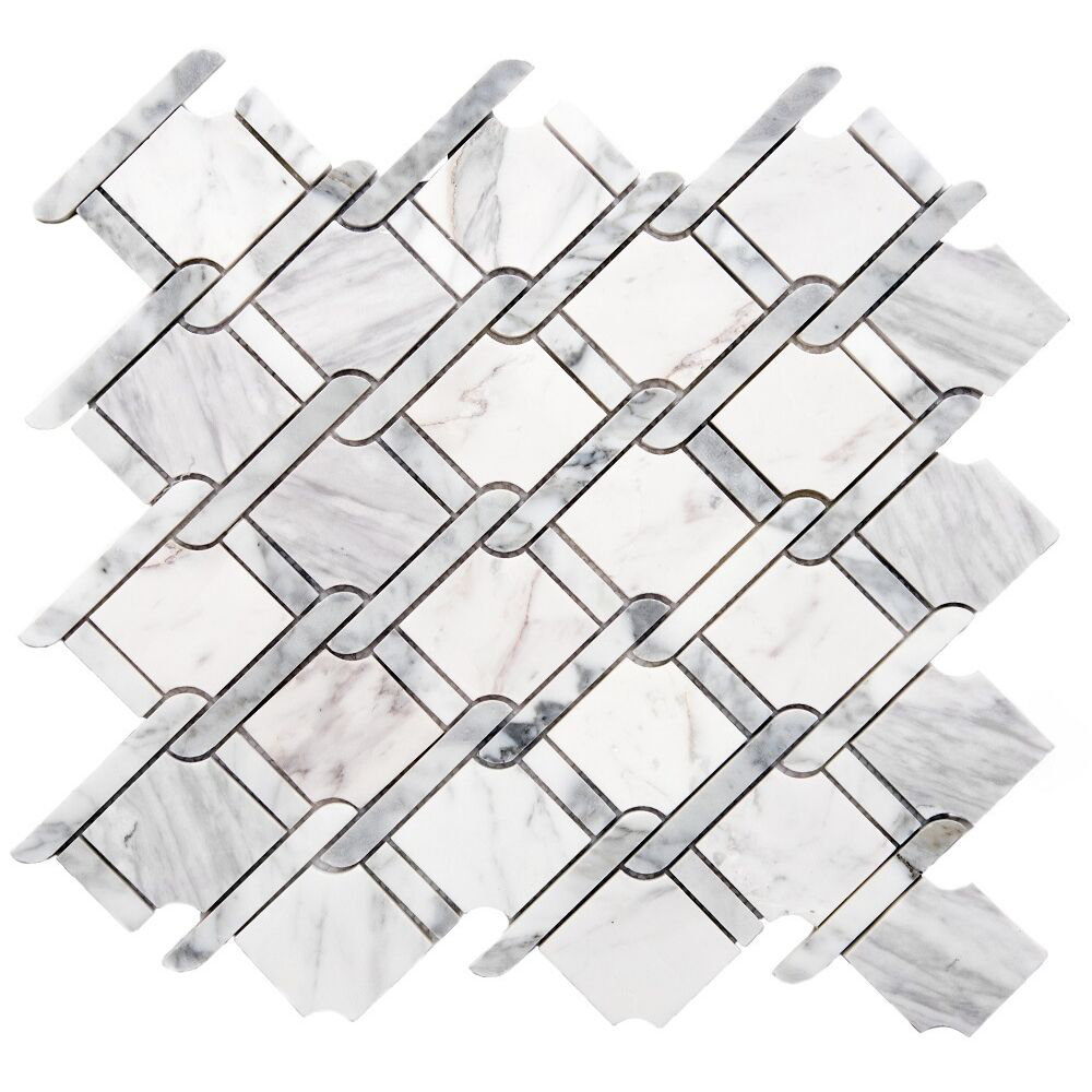 Long Island Mosaics & Tile Santorini Rope 12" x 12" Marble Mosaic Wall ...