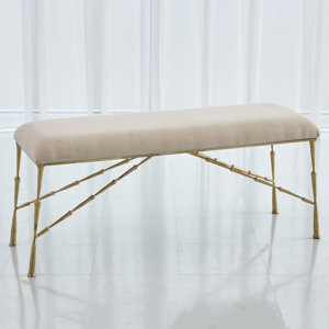 Global Views Spike Bench w/Muslin Cushion-Antique Brass-Lg | Perigold