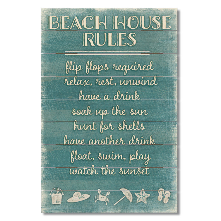 Rosecliff Heights Beach House Rules Wall Décor & Reviews | Wayfair