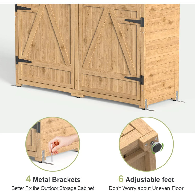 Aiho 4 ft. 7 in. W x 1 ft. 5 in. D Solid Wood Vertical Tool Shed ...