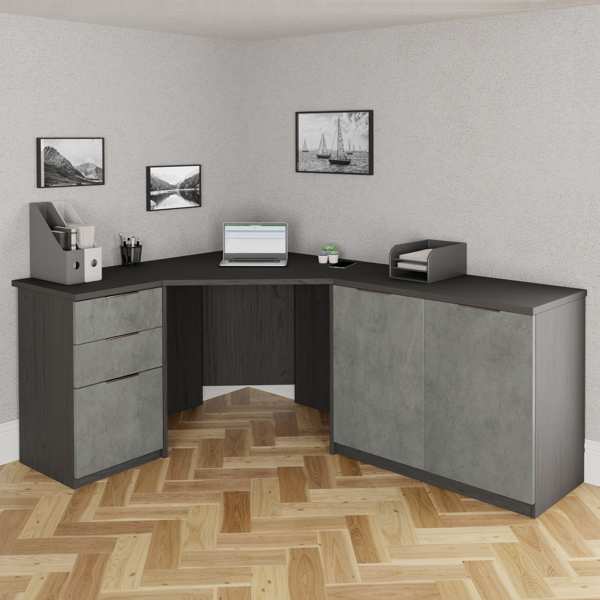 17 Stories Glyda 3 Piece L-Shape Desk Shell Office Set | Wayfair.co.uk