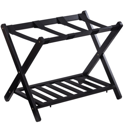Costway Folding Luggage Rack with Shelf Travel Suitcase | Wayfair