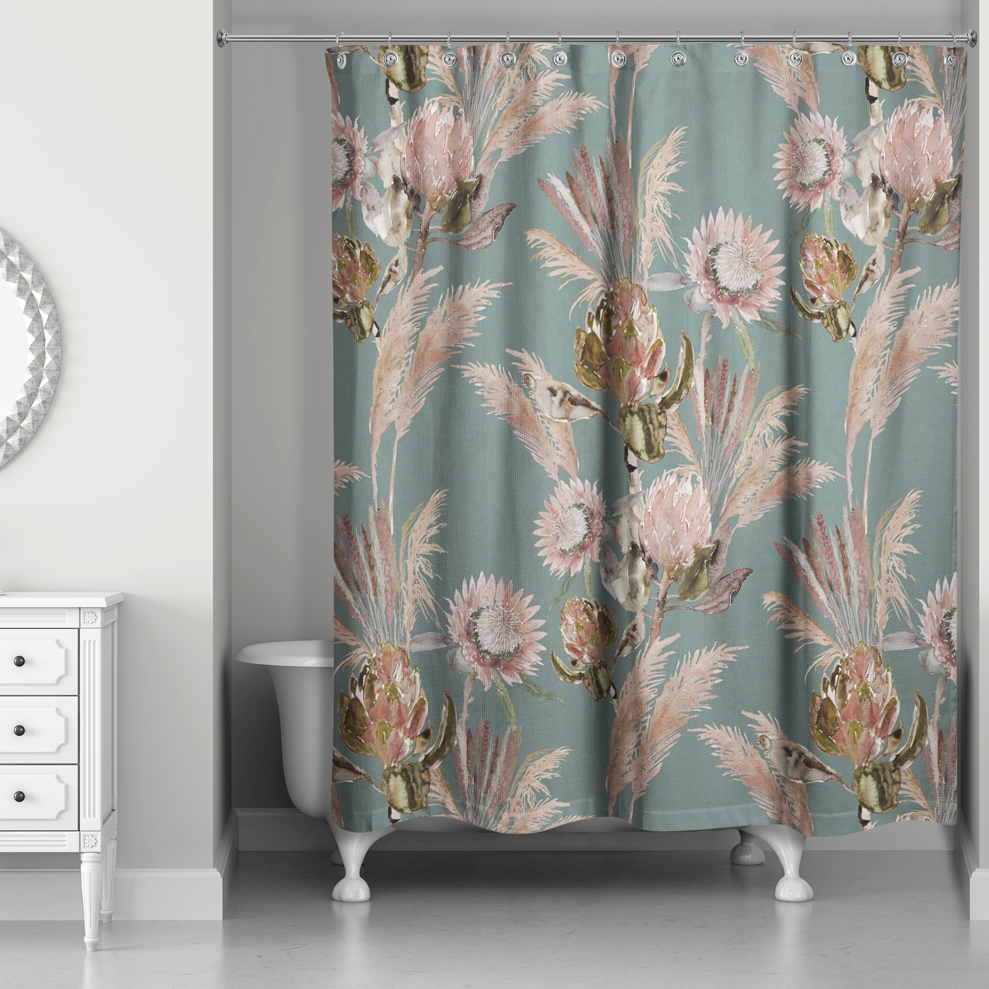Bayou Breeze Mizelle Polyester Floral Single Shower Curtain | Wayfair