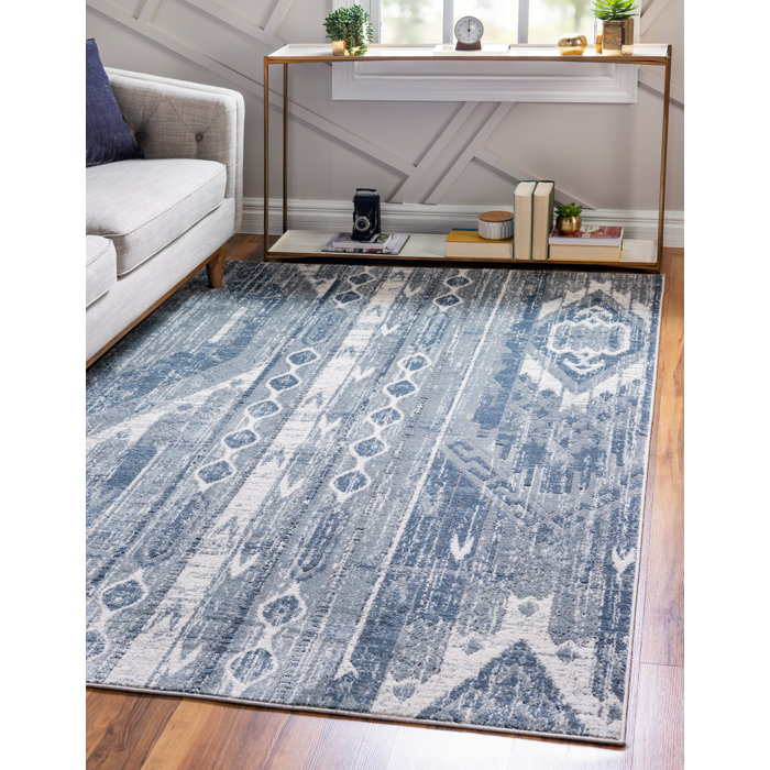 Union Rustic Santini Performance Blue Rug & Reviews | Wayfair