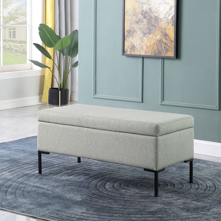 Latitude Run® Aliveta 100% Polyester Upholstered Flip-Top Storage Bench ...